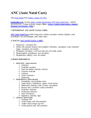 Ante Natal Care | DOCX