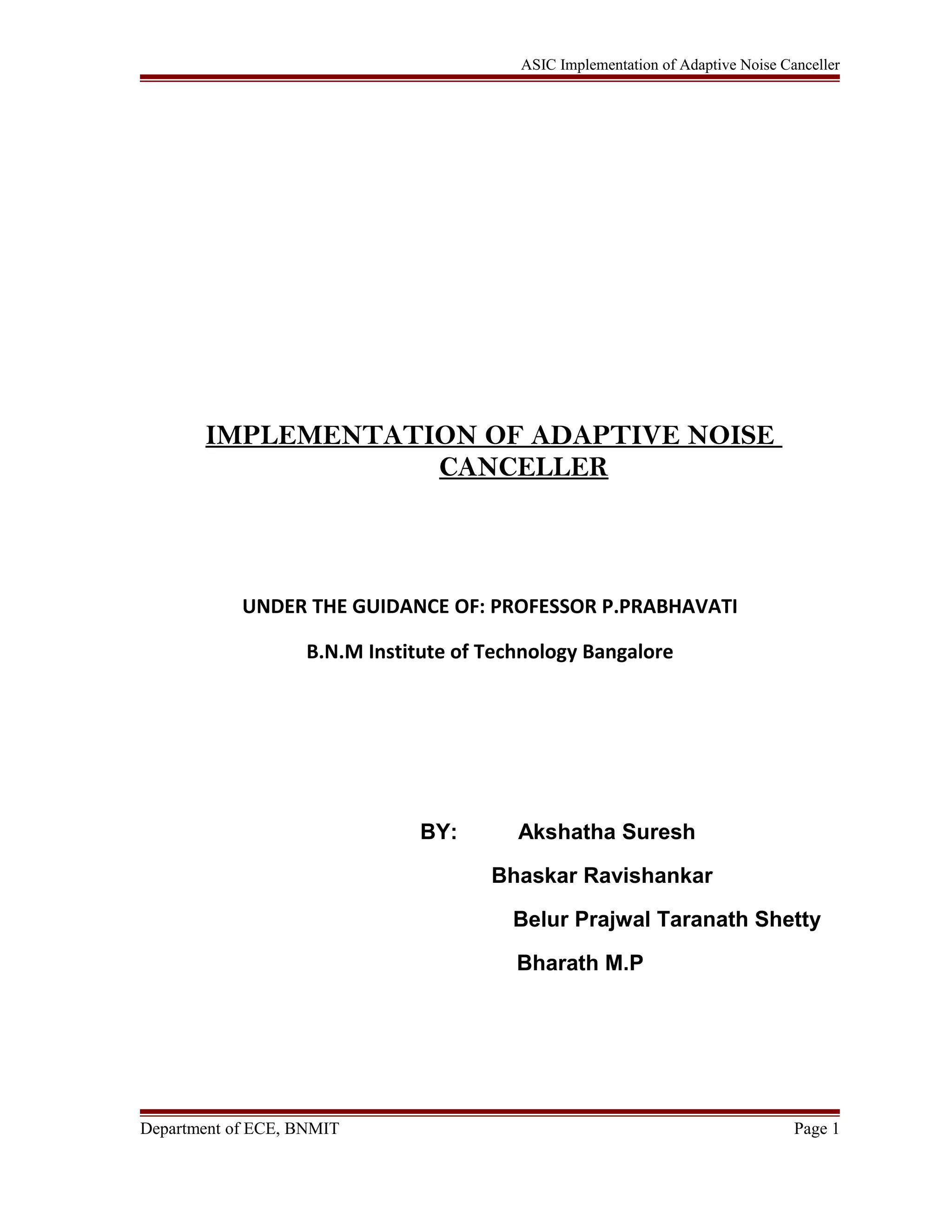 Implementation Adaptive Noise Canceler | PDF