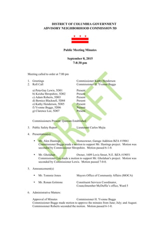 ANC 5D 9.8.2015 meeting minutes draft | PDF