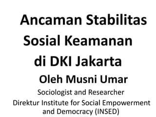 Musni Umar: Ancaman Stabilitas Sosial Keamanan di DKI Jakarta | PPT