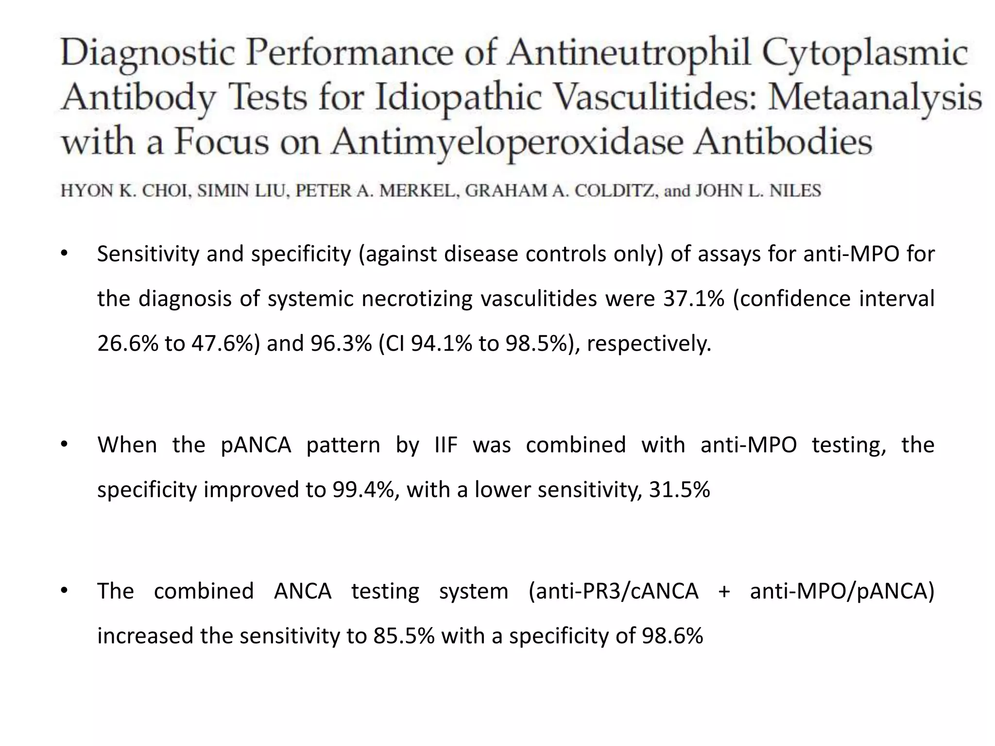 Anca testing in small vessel vasculitis | PPTX
