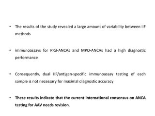 Anca testing in small vessel vasculitis | PPTX