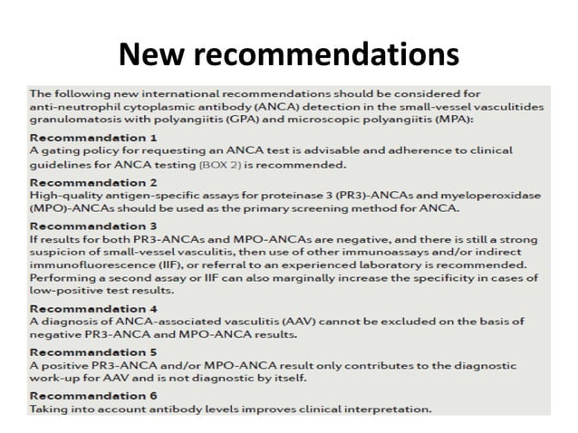 Anca testing in small vessel vasculitis | PPT