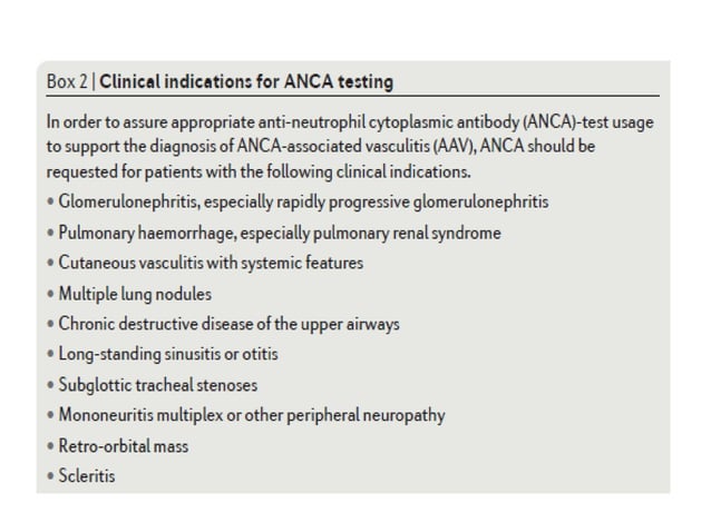 Anca testing in small vessel vasculitis | PPT