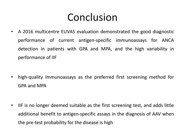 Anca testing in small vessel vasculitis | PPT
