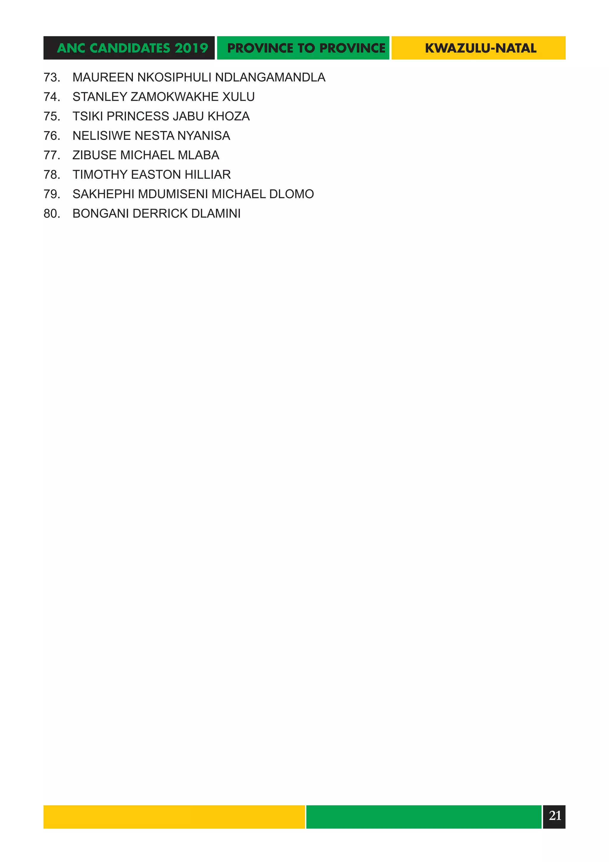 ANC candidate list 2019 elections | PDF