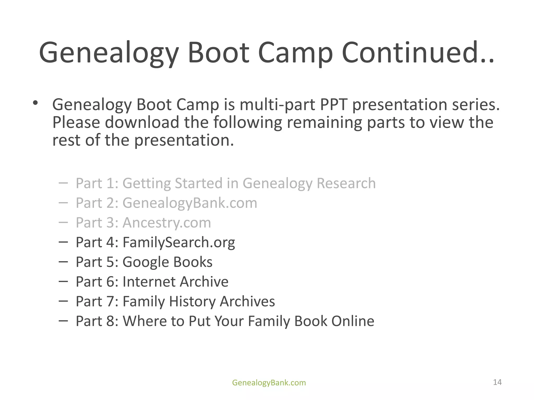 Using Ancestry.com - Genealogy Boot Camp Part 3 | PPT