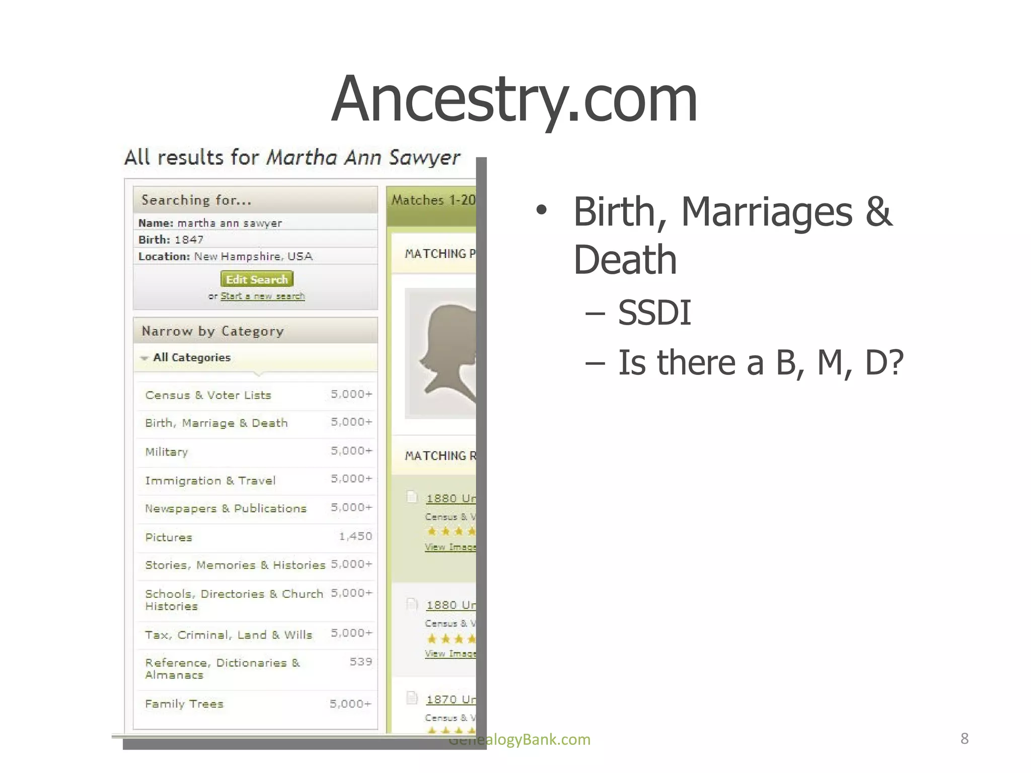 Using Ancestry.com - Genealogy Boot Camp Part 3 | PPT