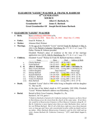 Walmer Genealogy - The Line To Barbush | PDF