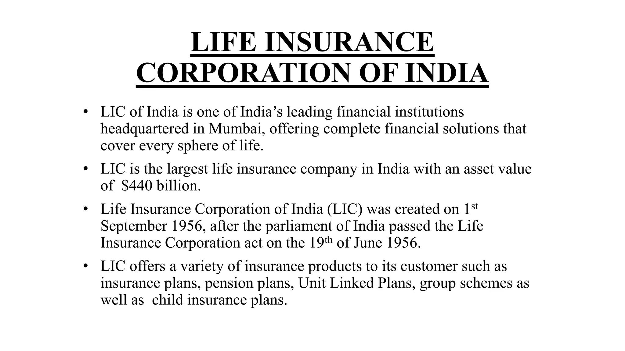 Life Insurance Corporation of India | PPTX