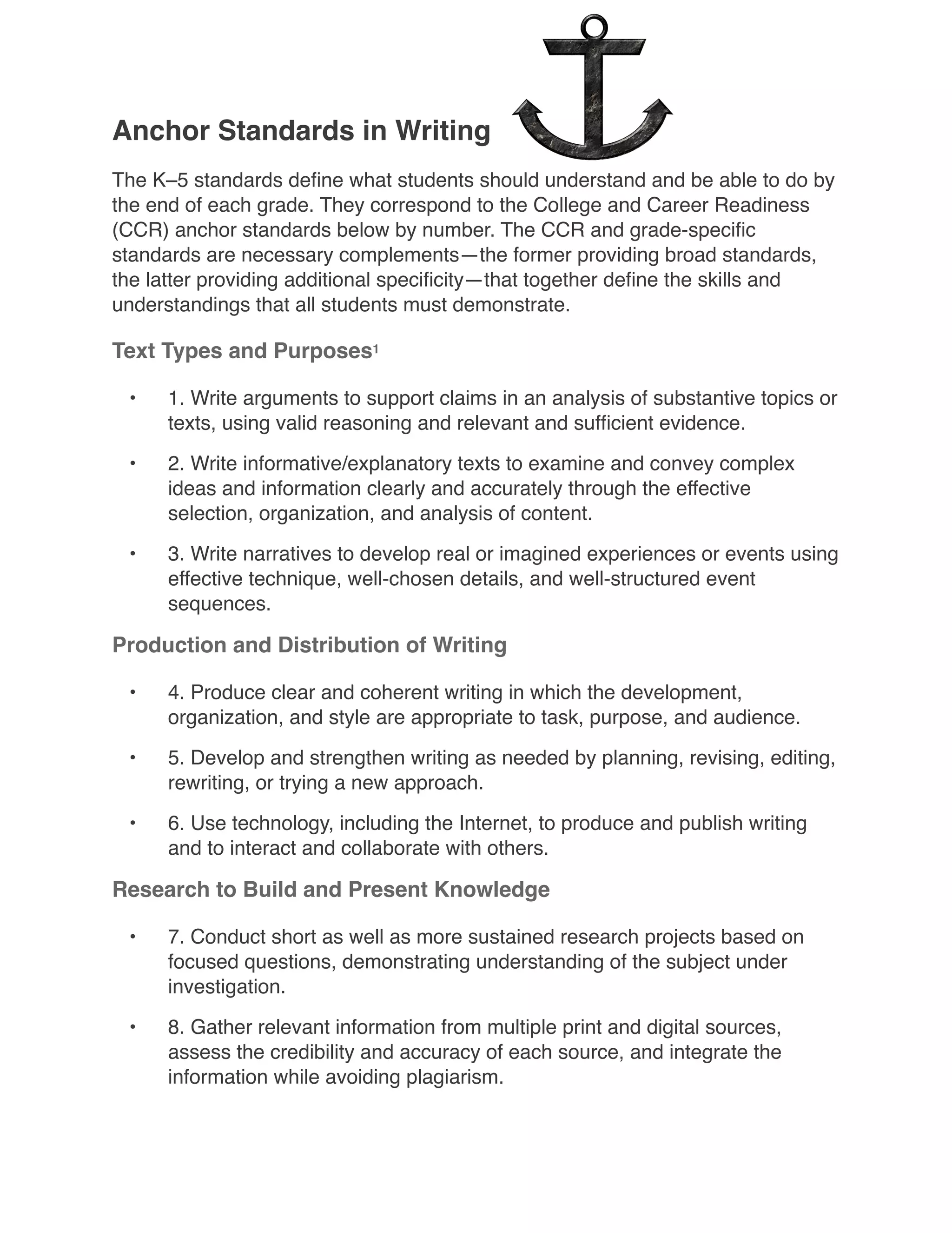 Anchor Skills: Writing | PDF