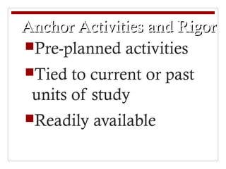 Anchor activities | PPS | Homework and Study | Education