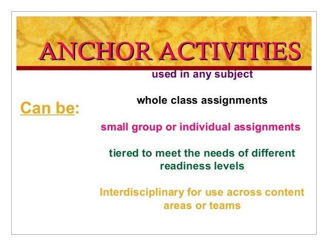 Anchor activities