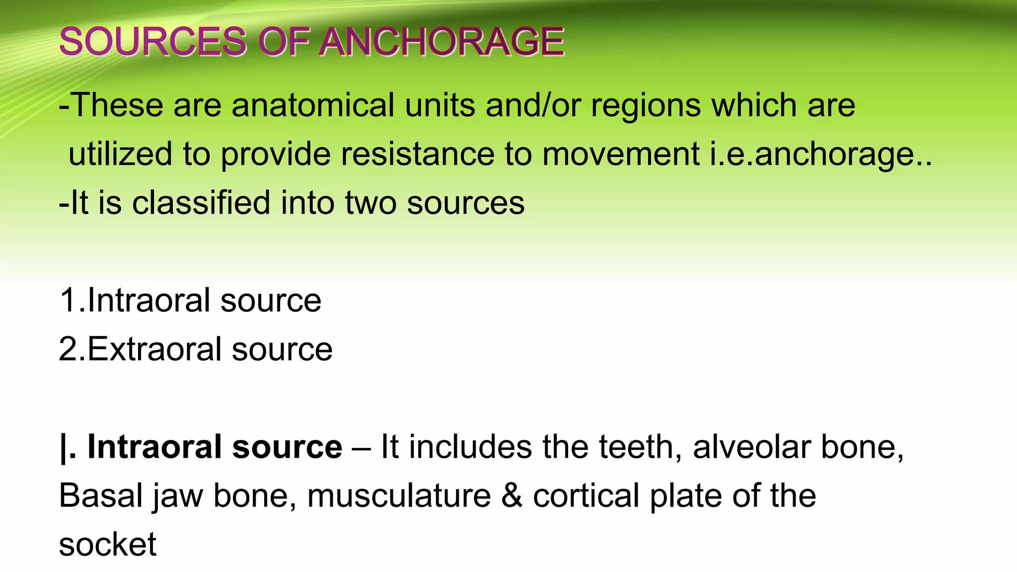 Sources of Anchorage | PPTX