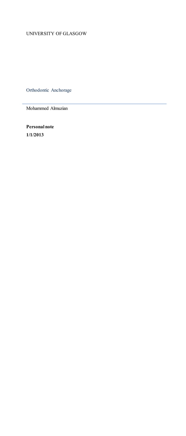 Orthodontic anchorage / for orthodontists by Almuzian | DOCX | Dental ...