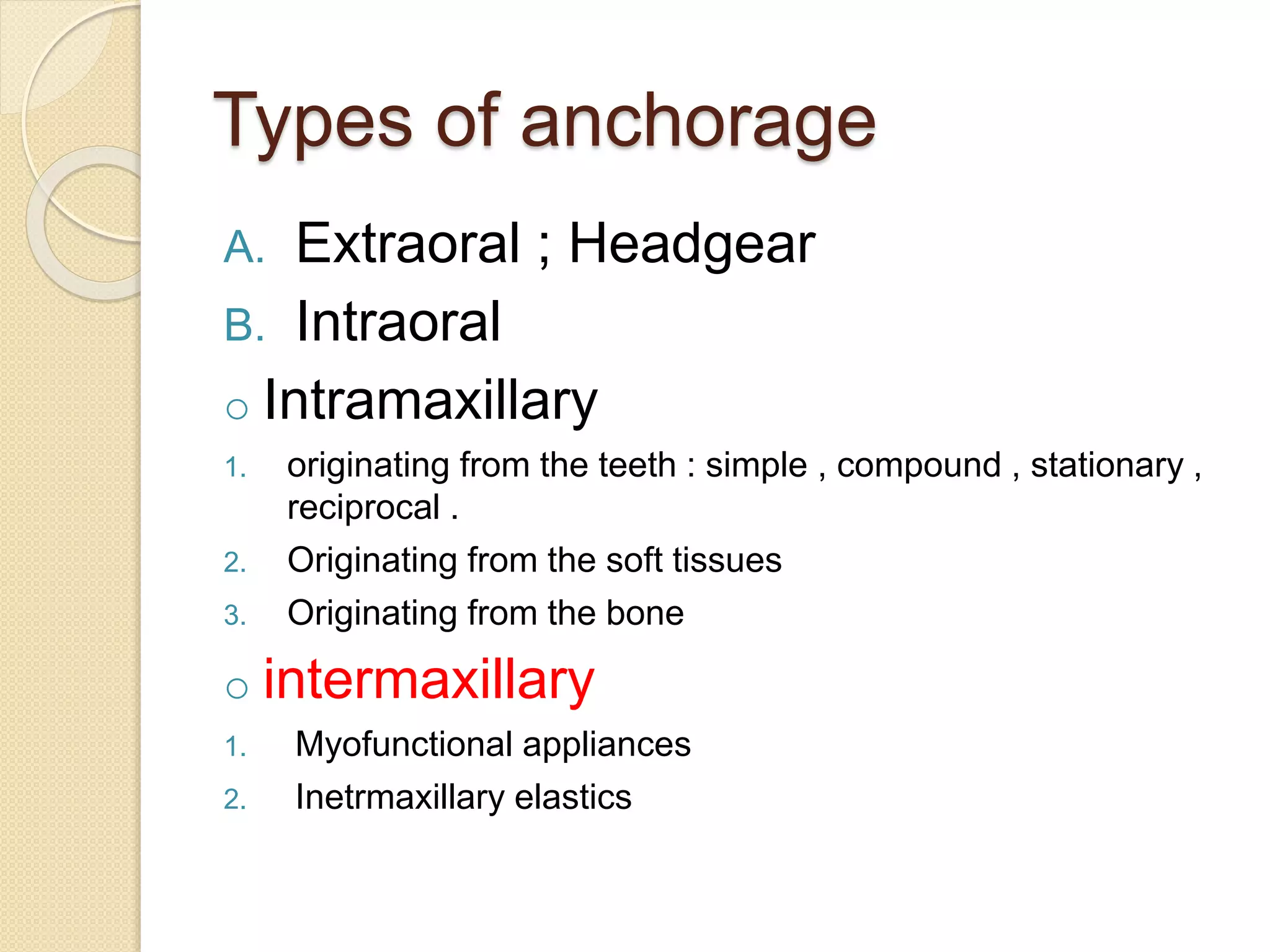 Anchorage in orthodontics- Dr Lubna Abu Alrub | PPTX