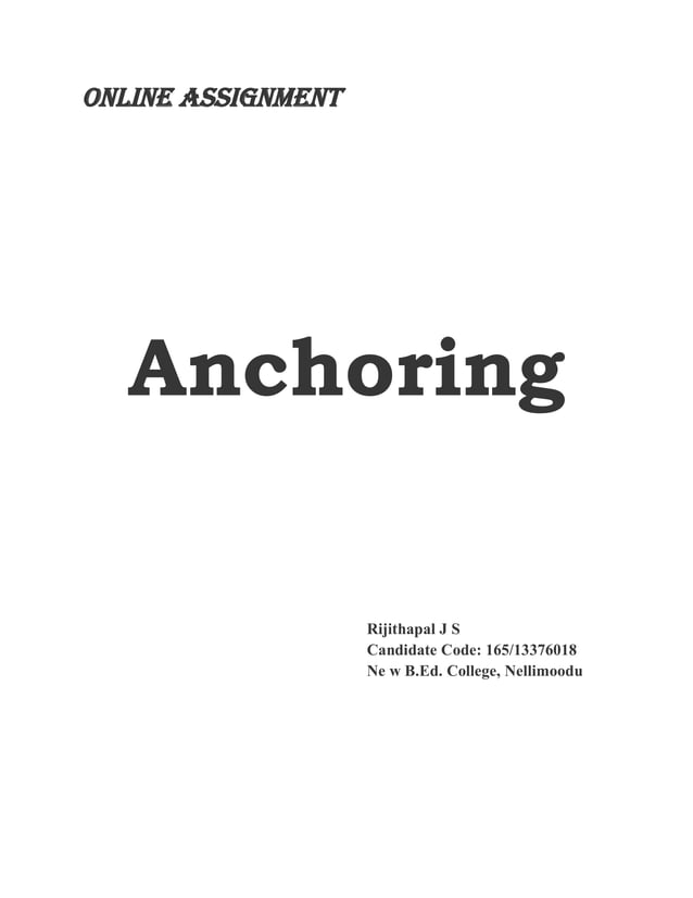 Anchoring | PDF