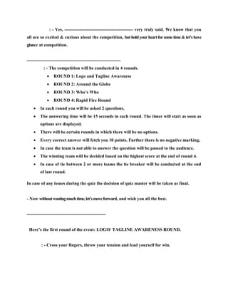 basic Anchoring script for buiness quiz competition | PDF