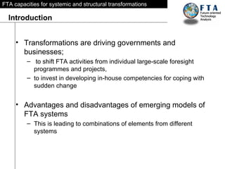Building FTA capacities for systemic and structural transformations ...