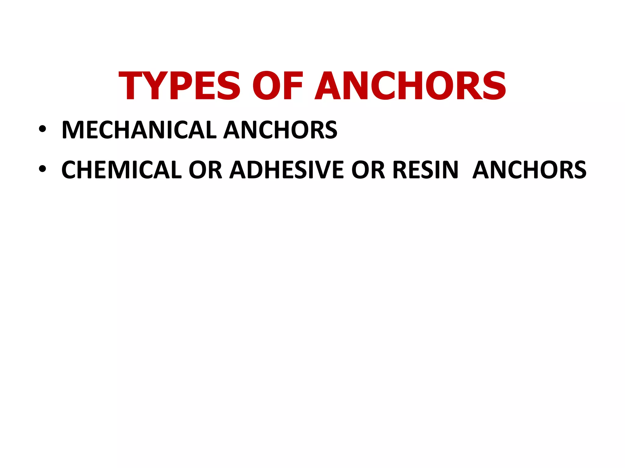 Anchors in civil engineering works | PPTX