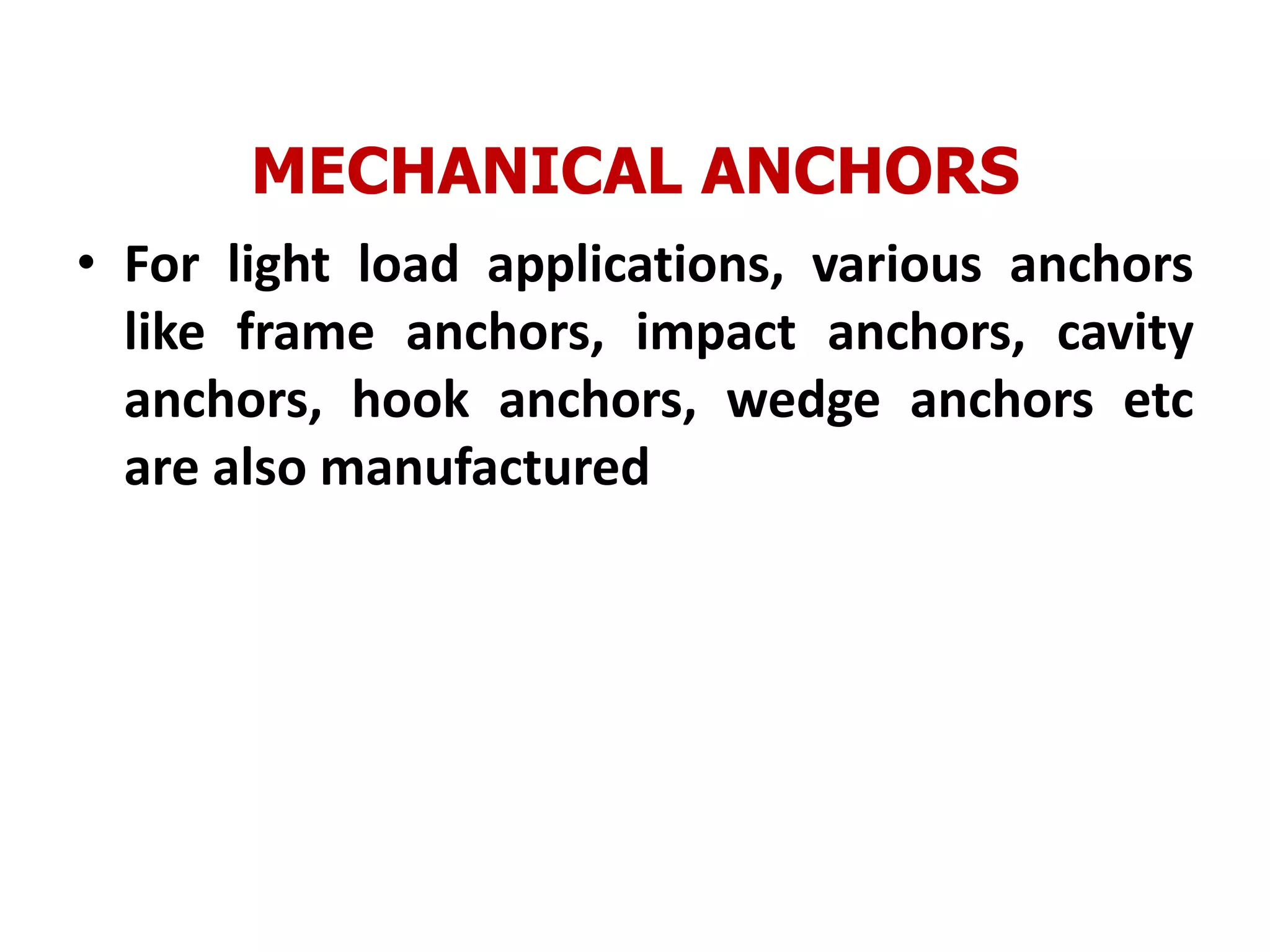 Anchors in civil engineering works | PPTX