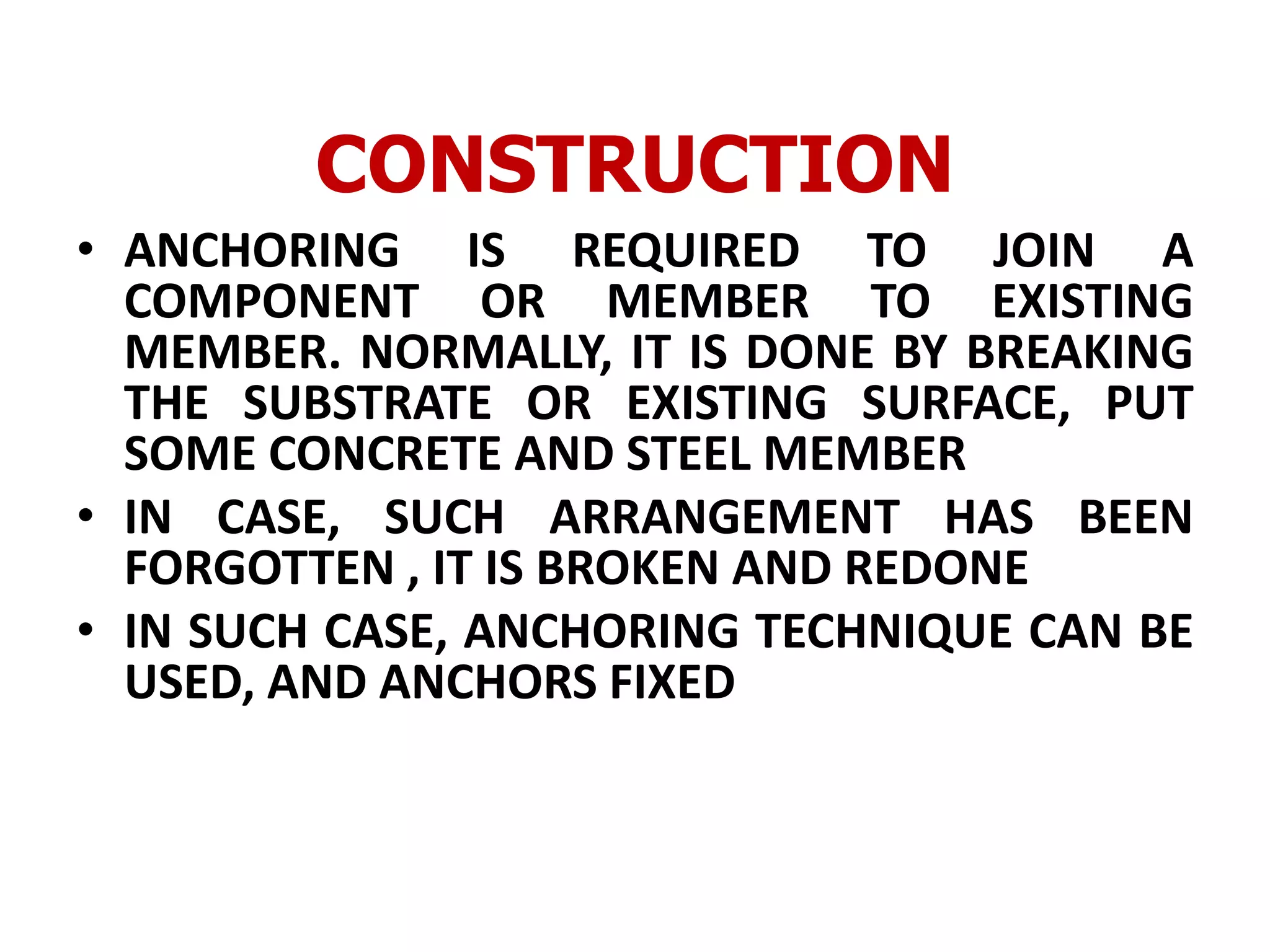 Anchors in civil engineering works | PPTX