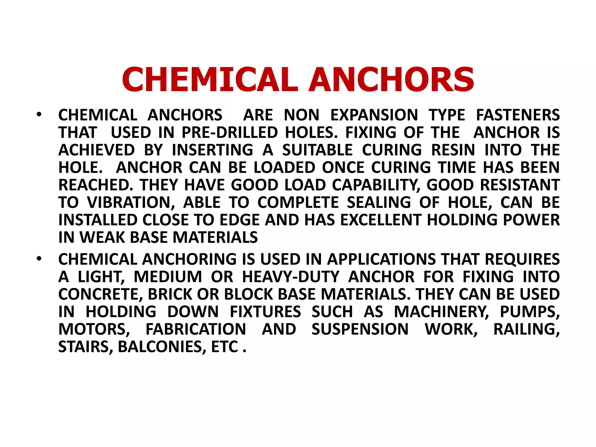 Anchors in civil engineering works | PPTX