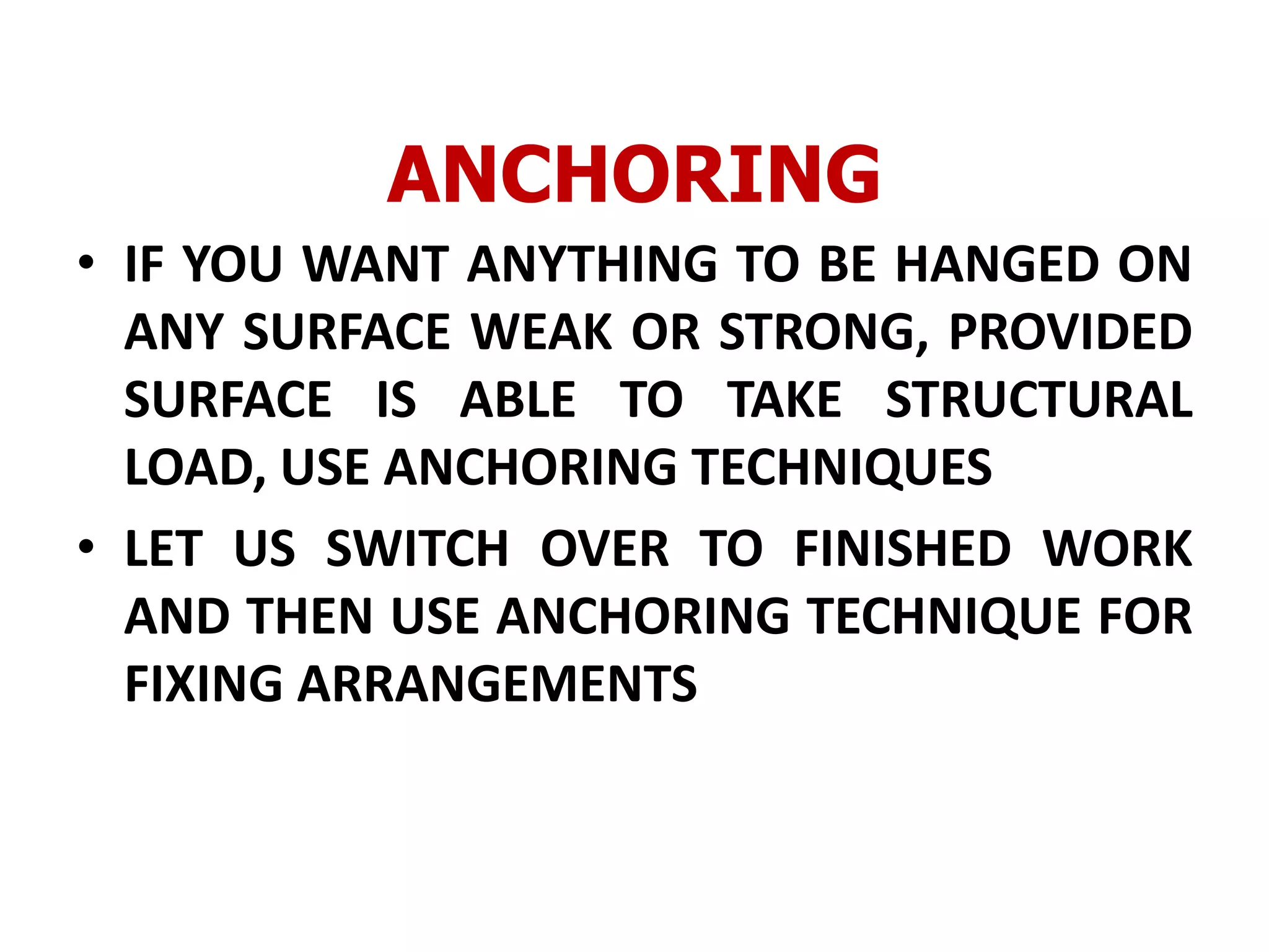 Anchors in civil engineering works | PPTX