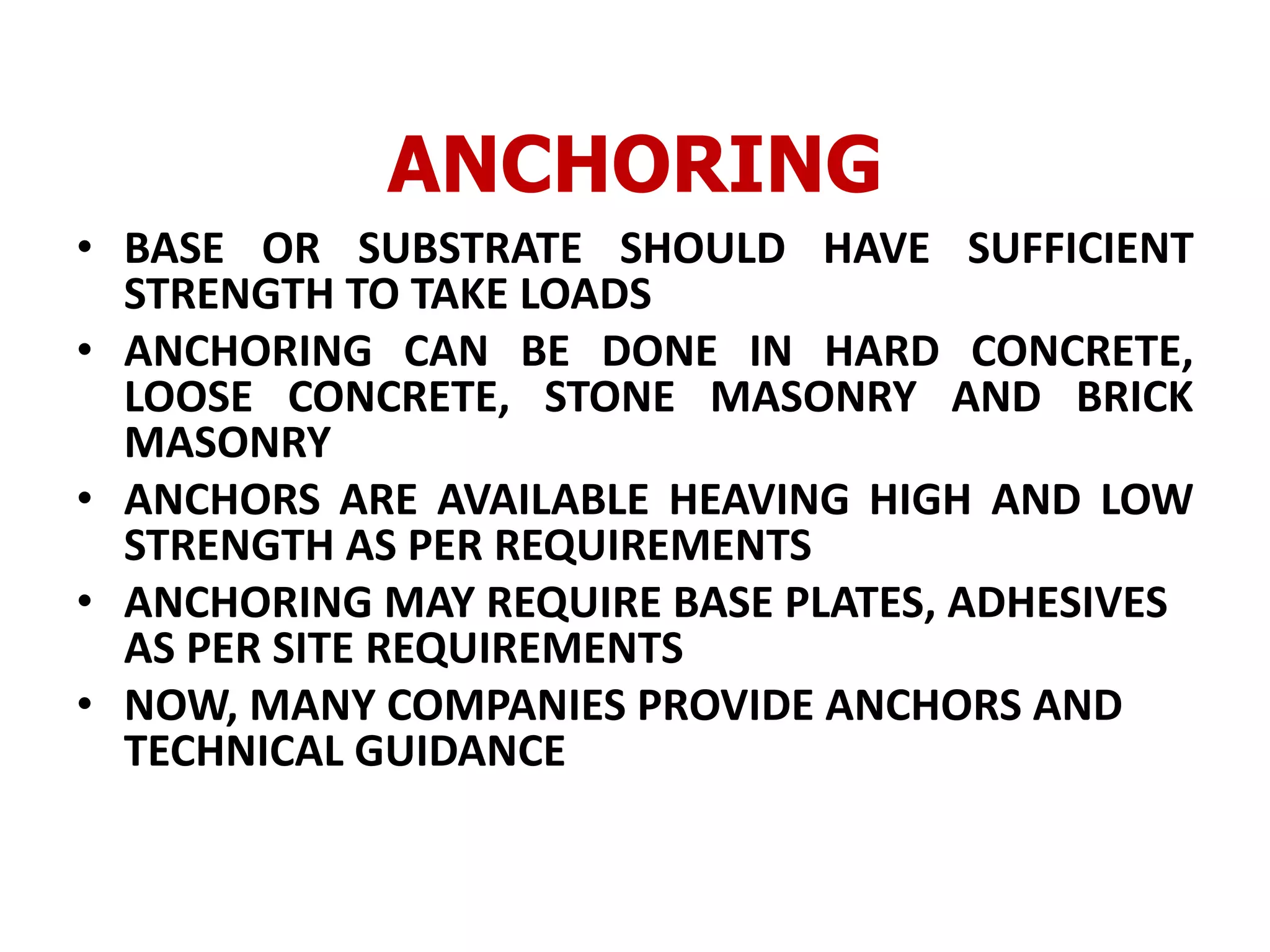 Anchors in civil engineering works | PPTX