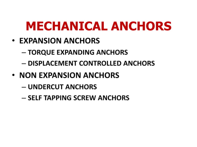 Anchors in civil engineering works | PPTX