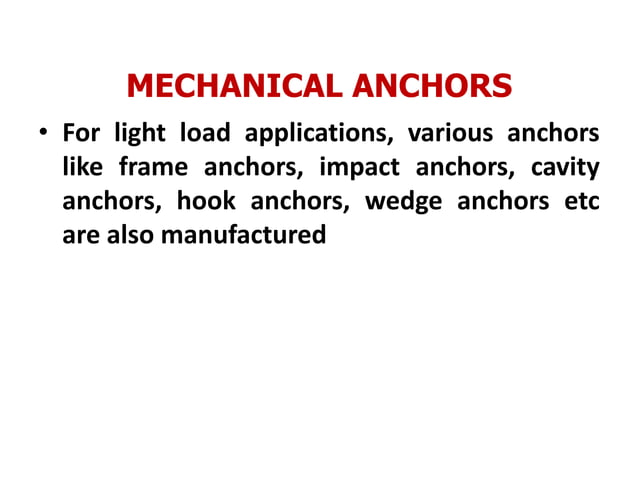 Anchors in civil engineering works | PPTX