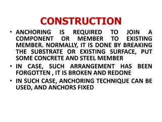 Anchors in civil engineering works | PPTX