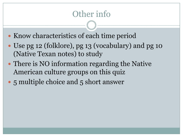 Ancient Texans Quiz Review | PPT