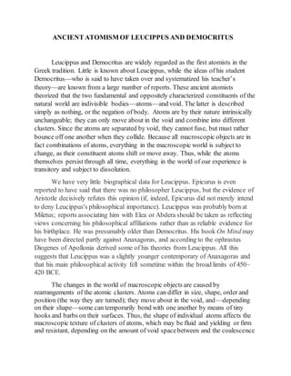 Leucippus And Democritus Atomic Theory