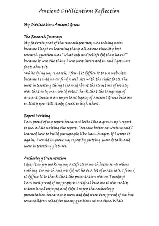 Ancient civilizations reflection | DOCX | Arts and Crafts | Hobbies ...