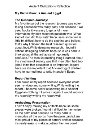 Ancient civilizations reflection | DOCX | Arts and Crafts | Hobbies ...