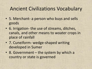 Ancient civilizations vocabulary | PPTX