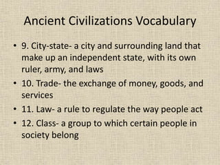 Ancient civilizations vocabulary | PPTX