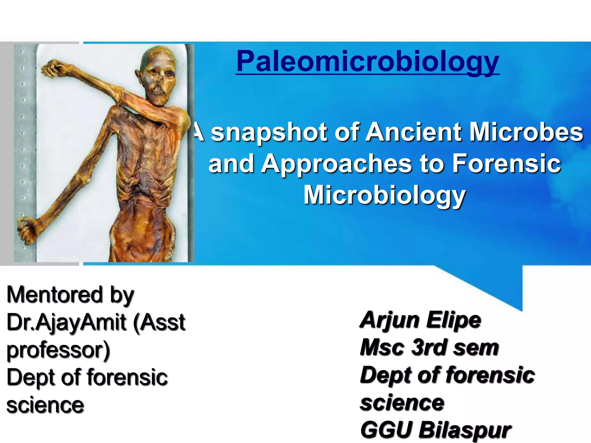 PALEO MICROBIOLOGY : A SNAPSHOT OF ANCIENT MICROBES AND APPROACHES TO ...