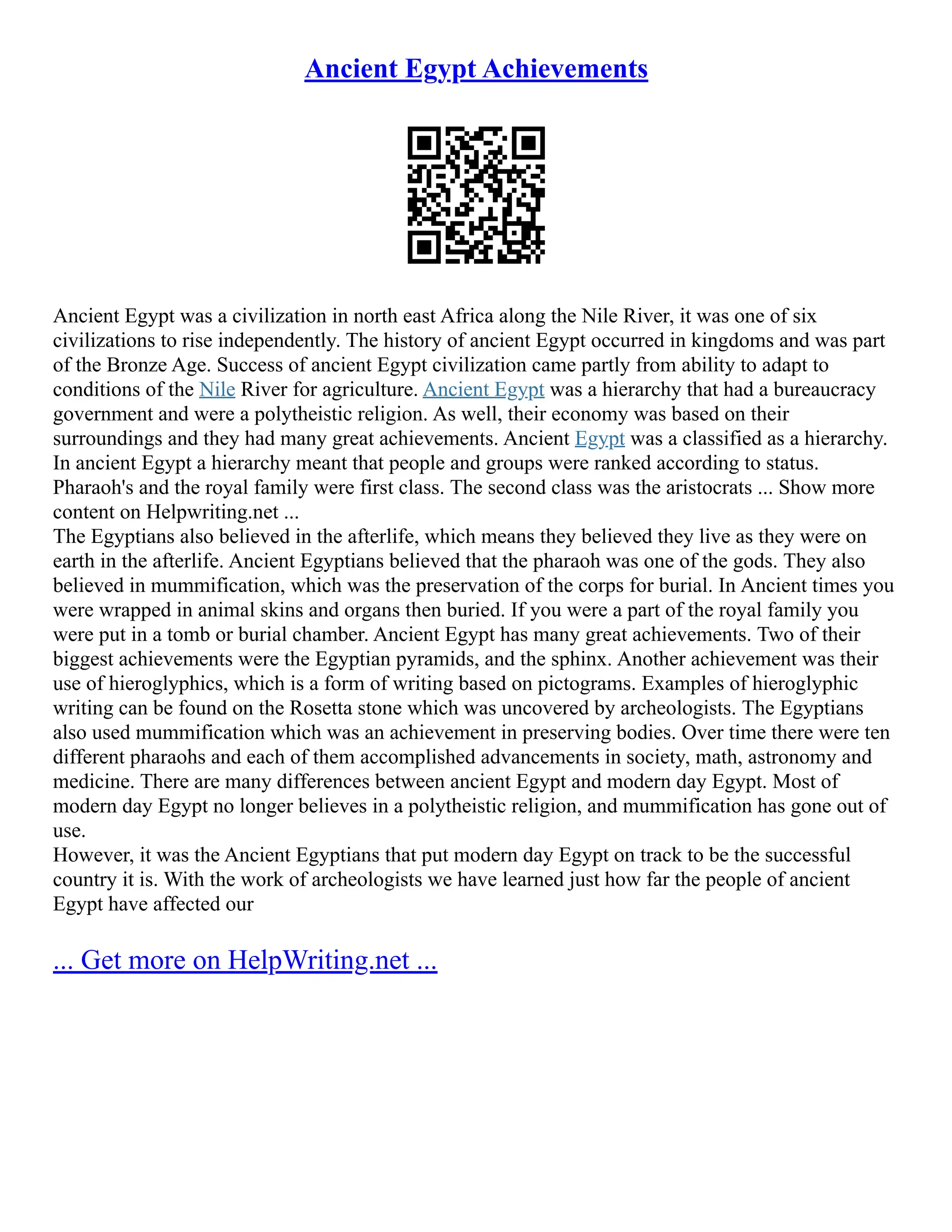 Ancient Egypt Achievements | PDF