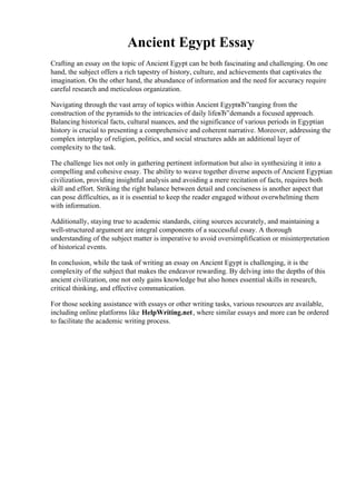 Ancient Egypt Essay | PDF
