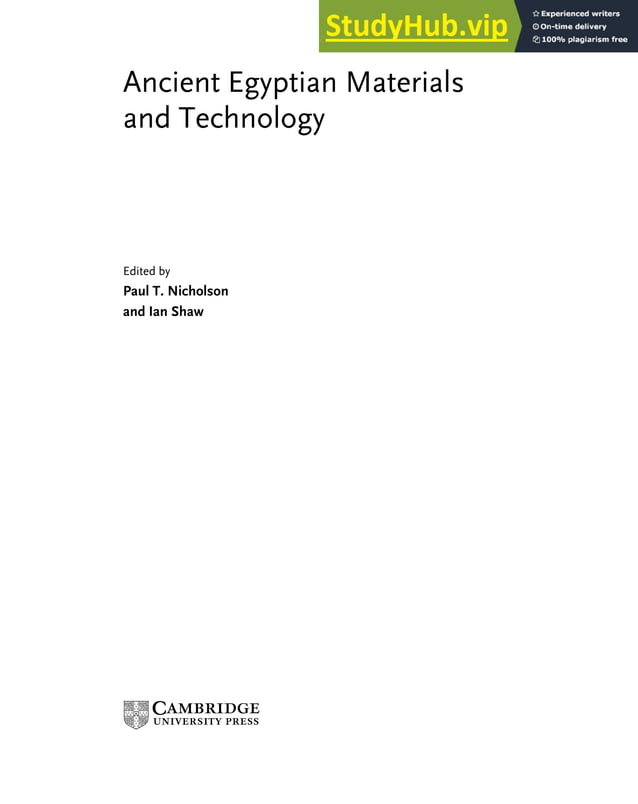 Ancient Egyptian Materials And Technology | PDF