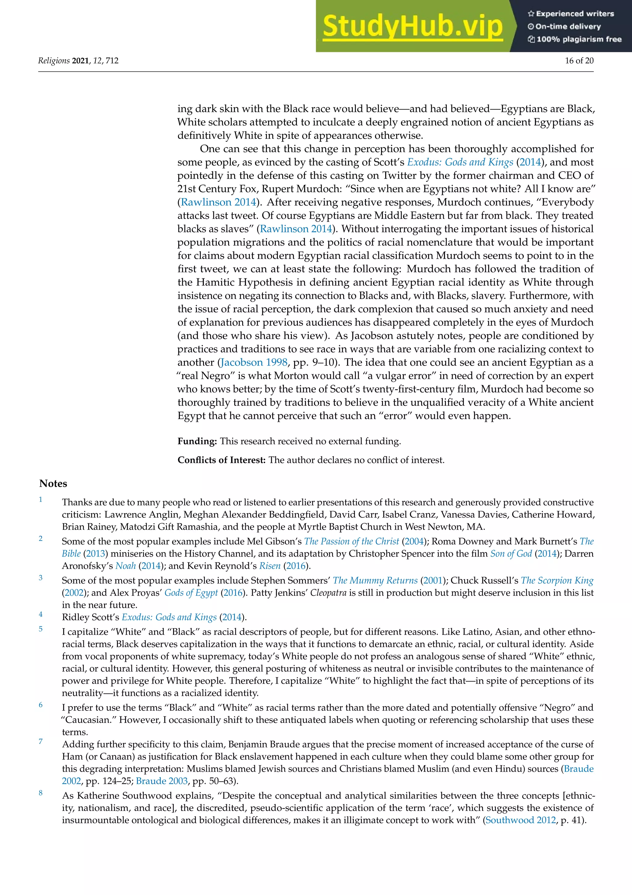 Ancient Egyptians In Black And White Exodus Gods And Kings And The Hamitic Hypothesis | PDF