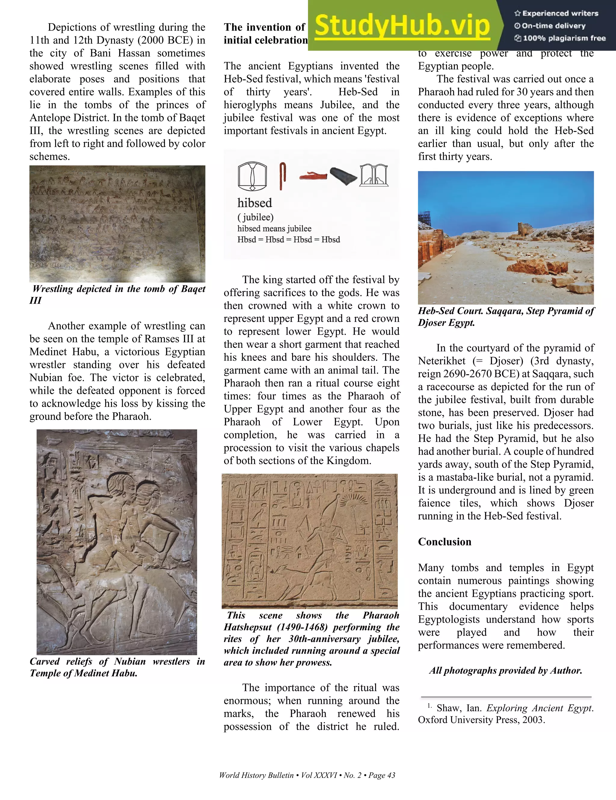 Ancient Egyptian Sports And Fundamental Principles Of Olympics | PDF