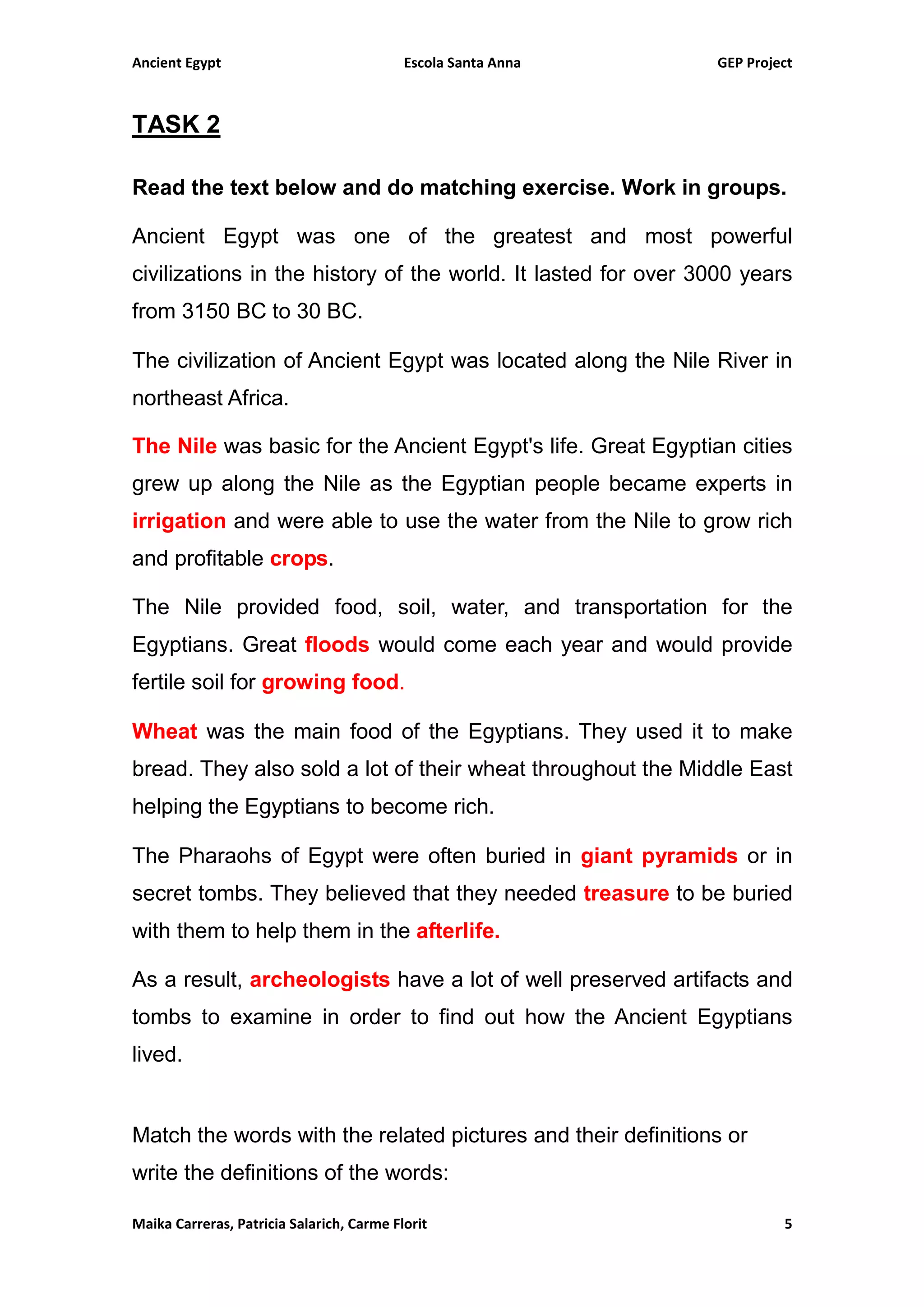 Ancient Egypt Students Worksheets | PDF