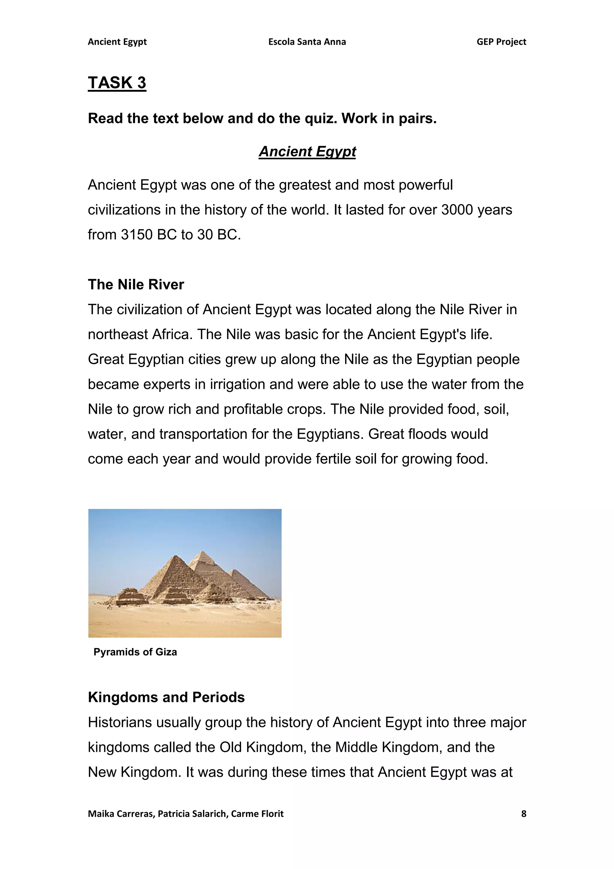 Ancient Egypt Students Worksheets | PDF