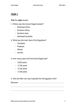 Ancient Egypt Students Worksheets | PDF