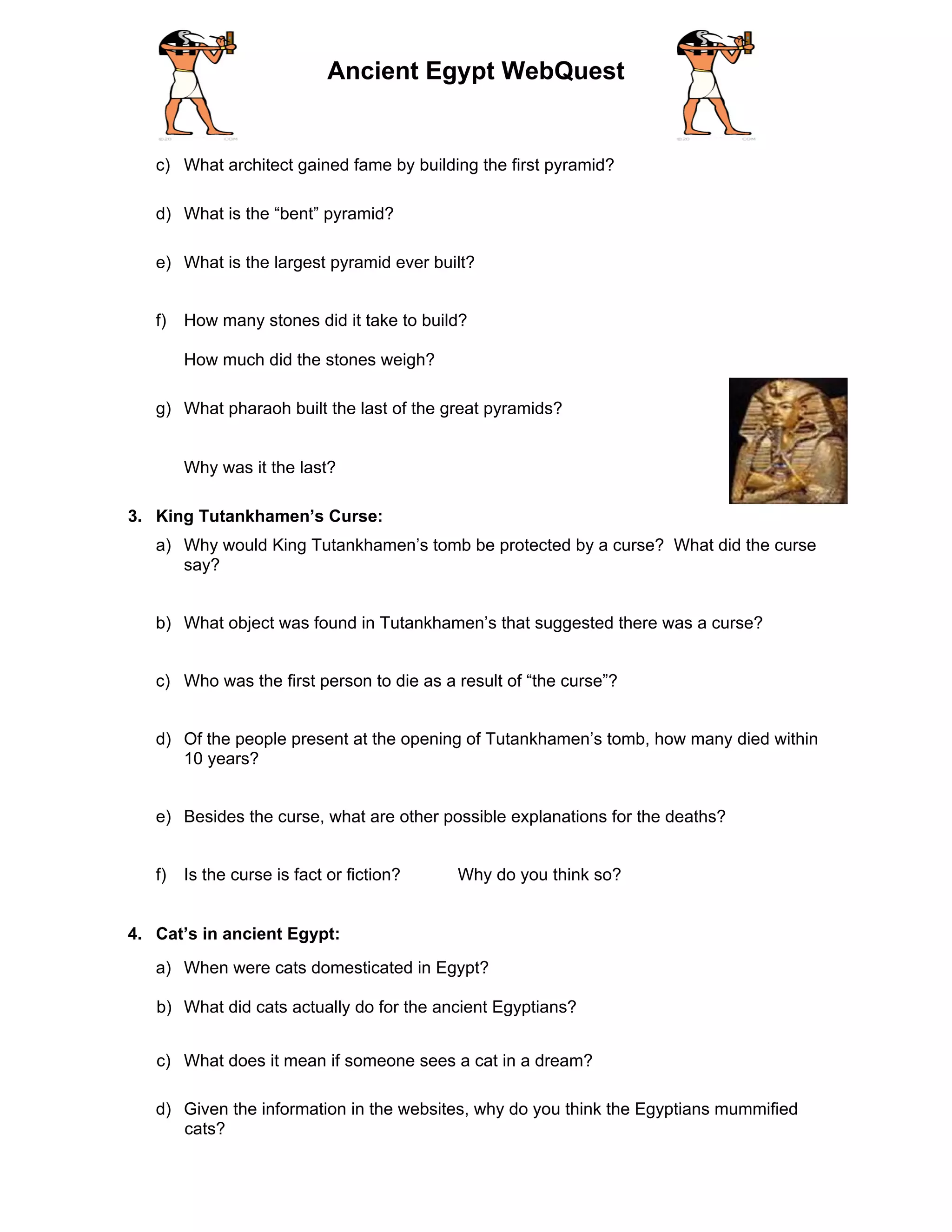 Ancient egypt webquest_-_questions | PDF