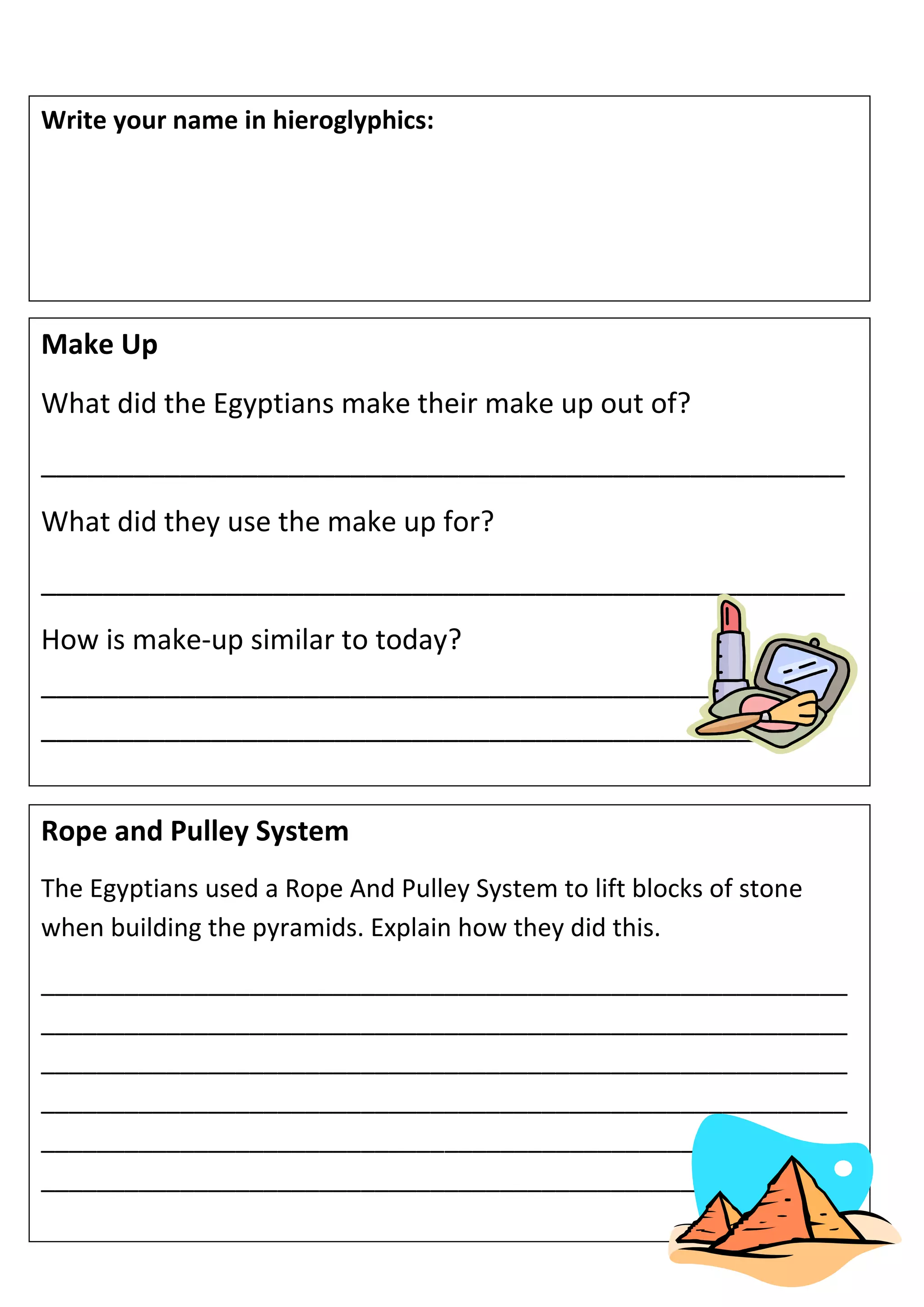 Ancient egypt worksheet | DOCX