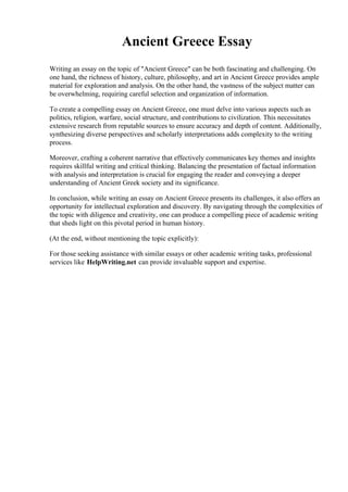 Ancient Greece Essay. University of Nevada, Las Vegas | PDF